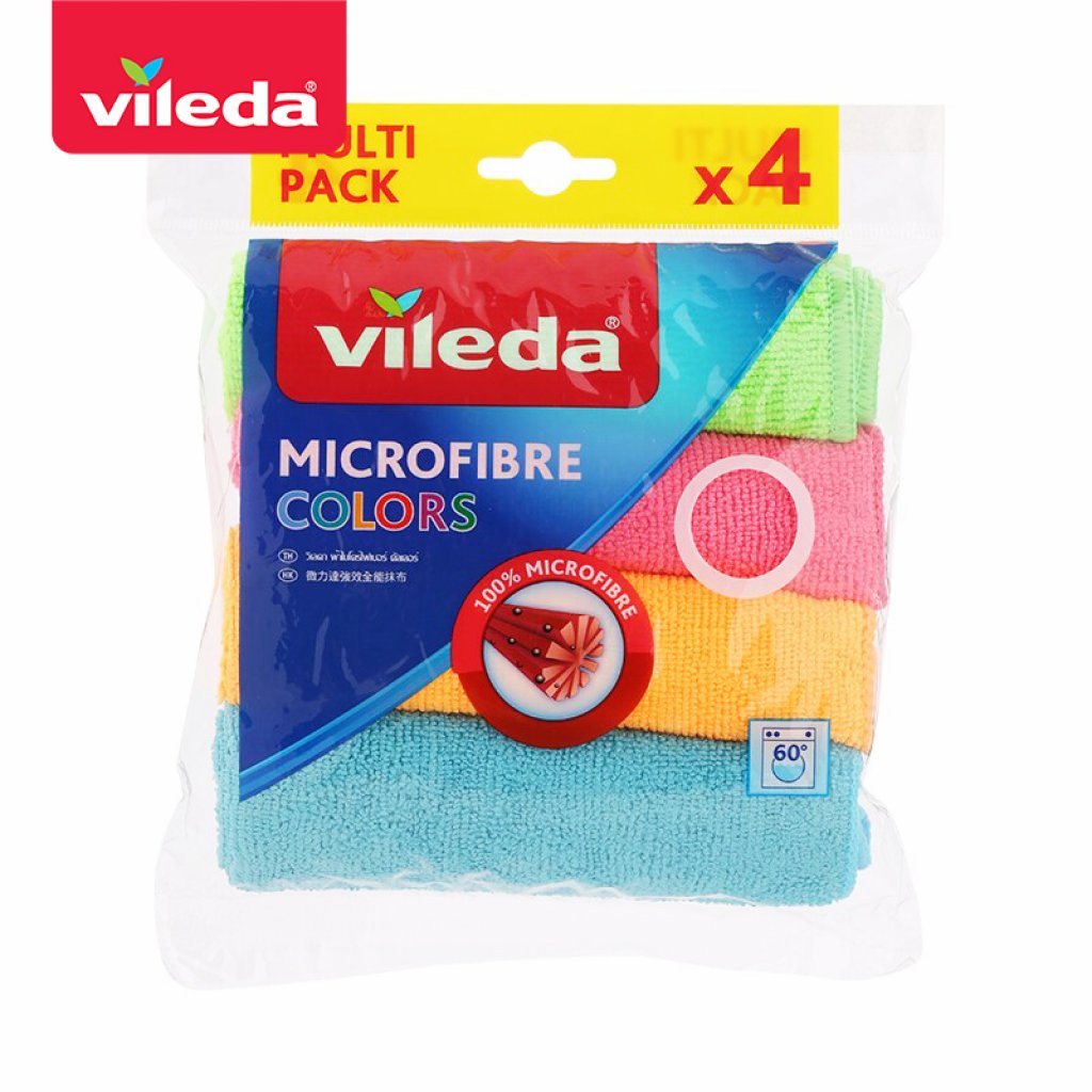 Vileda Microfibre Colors Cloth Pack 4 วิเลดา ผ้าไมโครไฟเบอร์ คัลเลอร์ ...